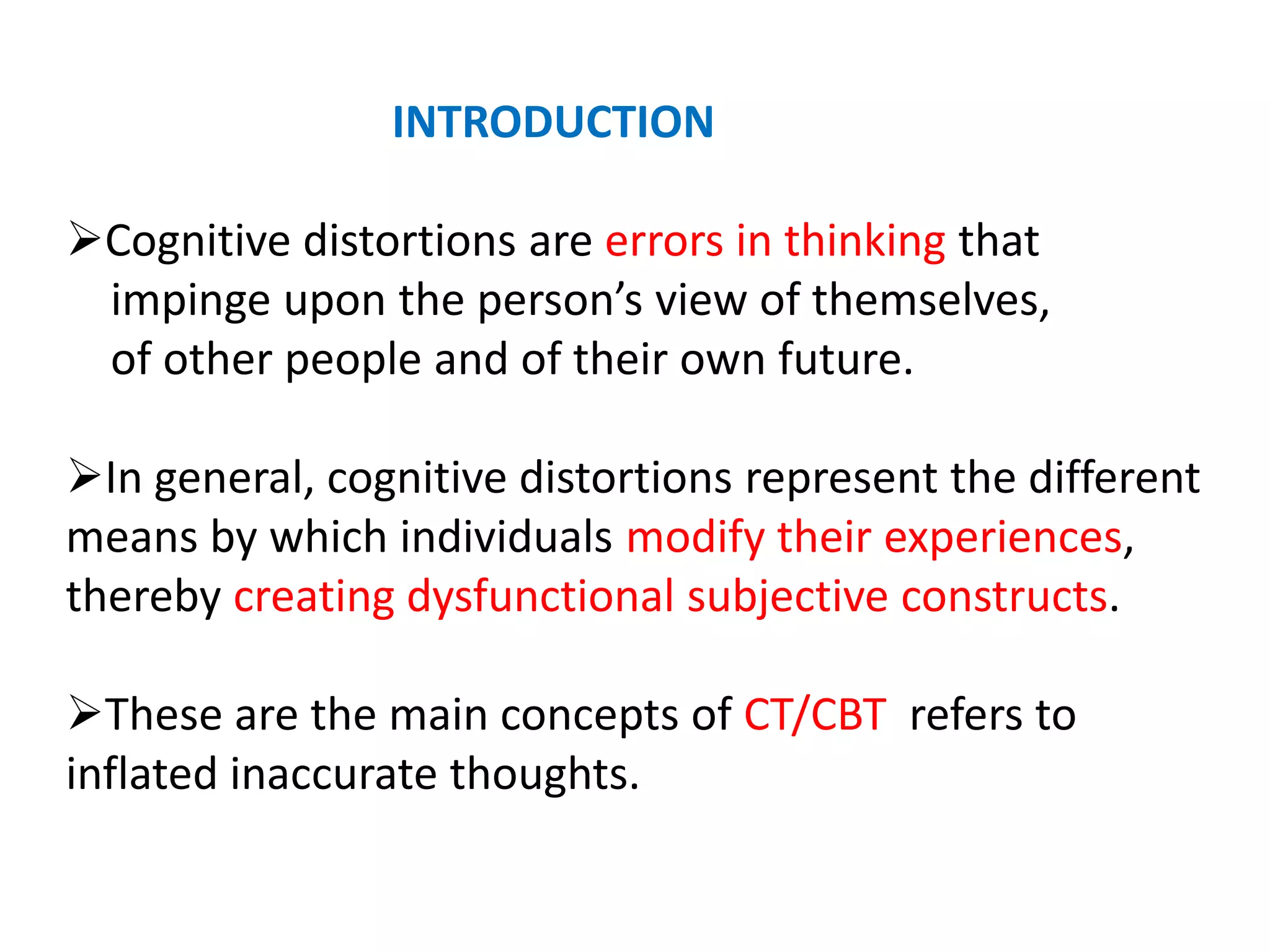 Cognitive distortions and cognitive therapy | PPTX