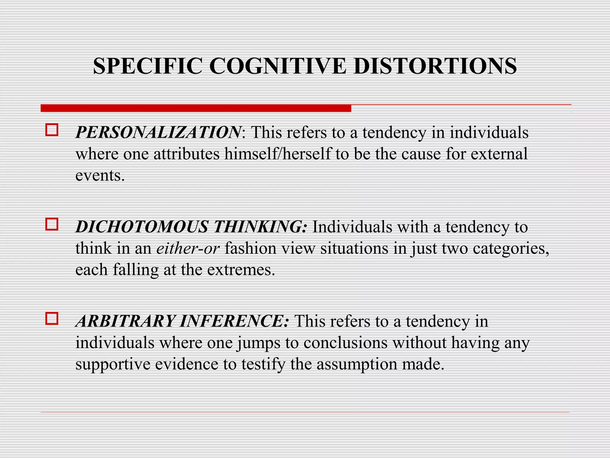 Cognitive distortions among teachers ashwini n.v. | PPT