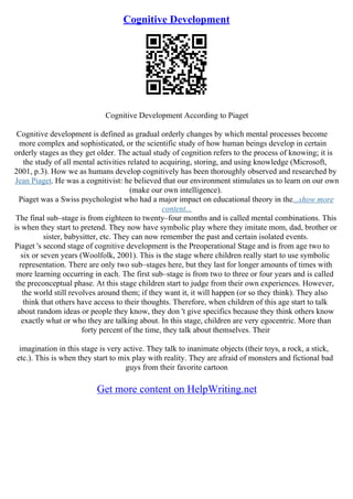 Cognitive Essay | PDF