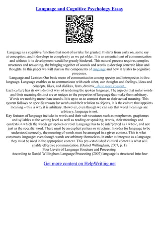 Cognitive Essay | PDF