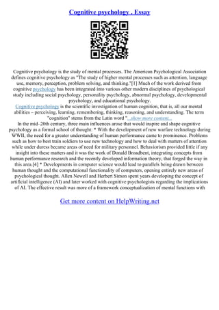 Cognitive Essay | PDF