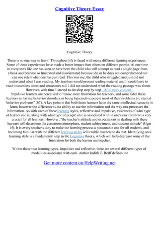 Cognitive Essay | PDF