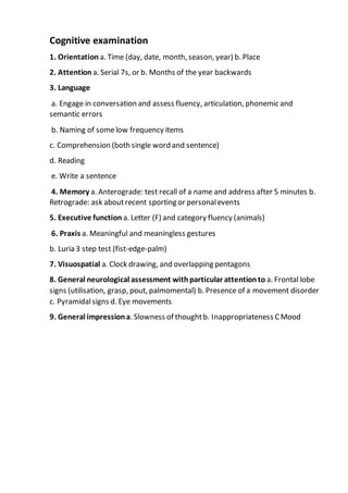 Cognitive Examination | DOCX