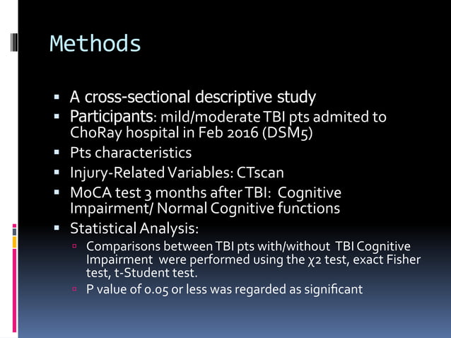 Cognitive impairment after mild and moderate tbi | PPT