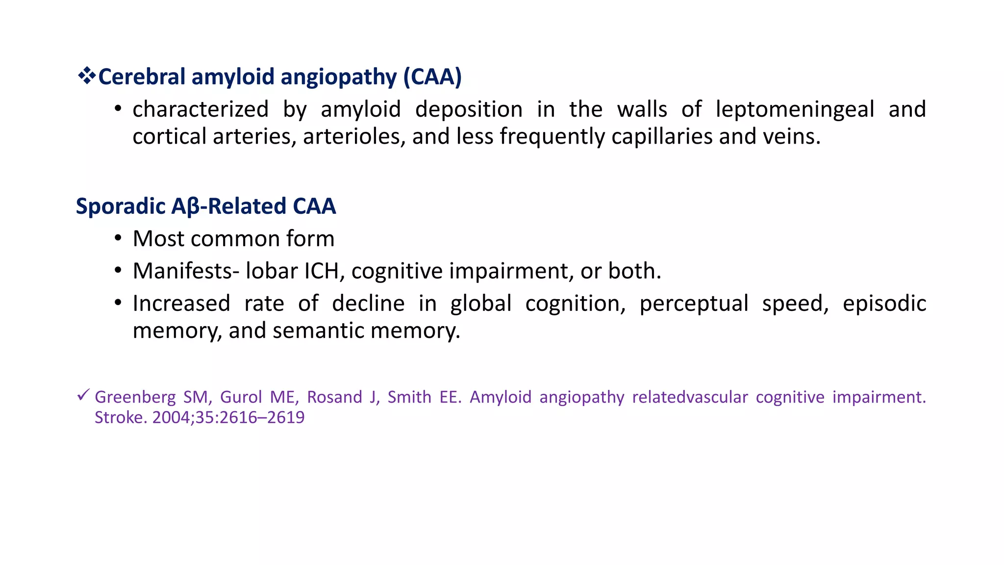 Cognitive impairment in late life vascular contribution | PPTX