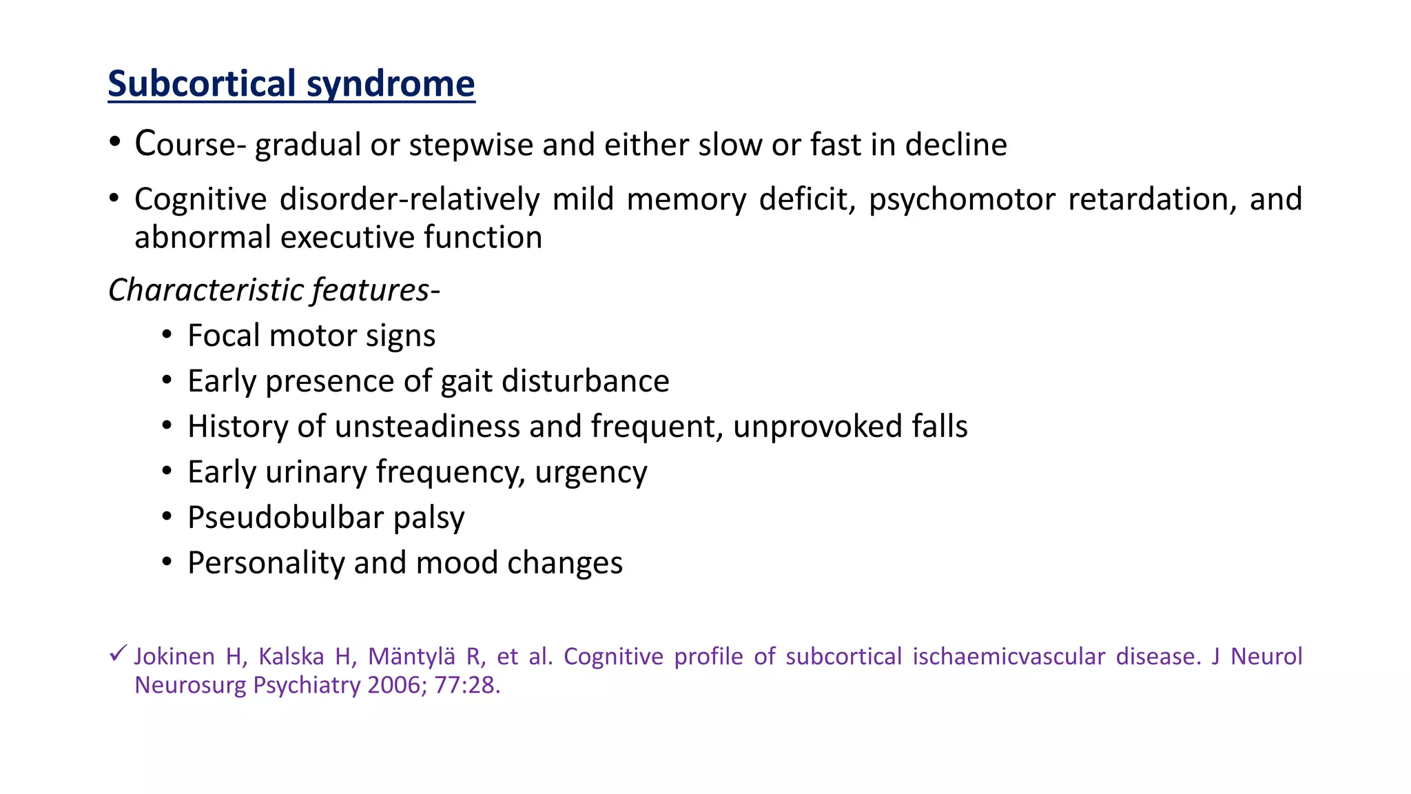 Cognitive impairment in late life vascular contribution | PPTX