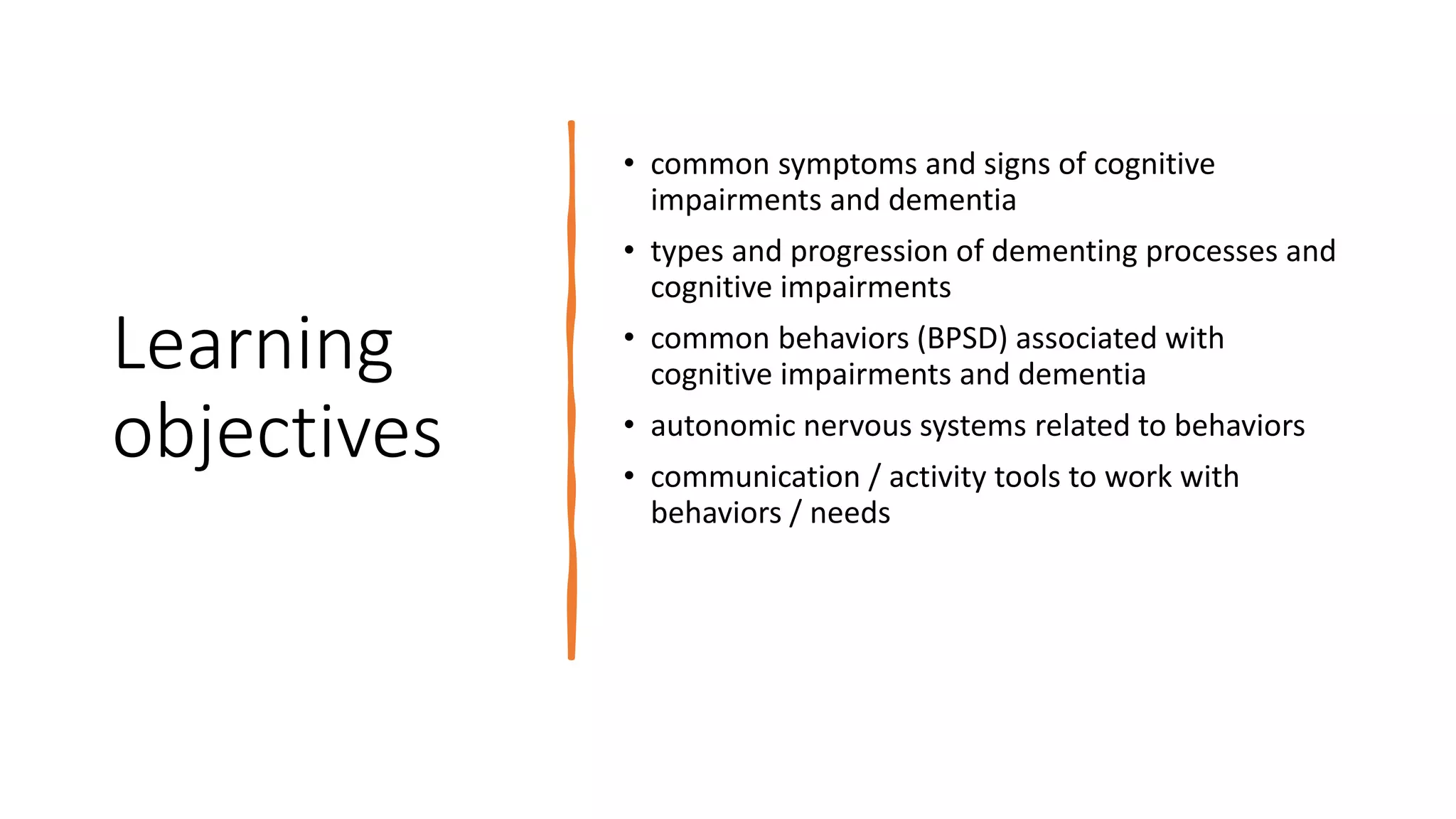 Cognitive Impairments and Dementia | PPTX