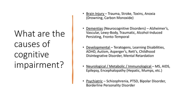 Cognitive Impairments and Dementia | PPTX | Brain and Nervous System ...