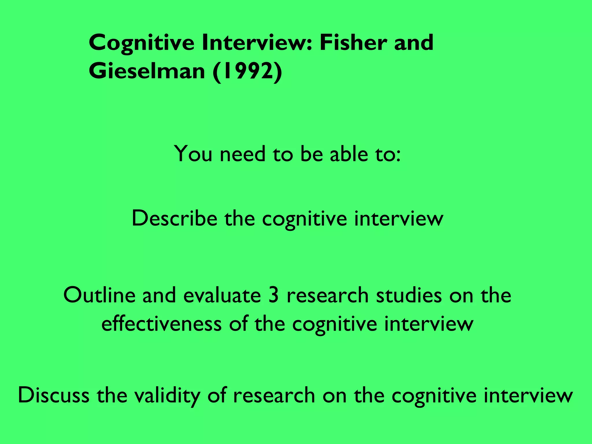 Cognitive interview | PPT