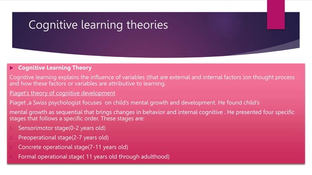 cognitive learning theories in education | PPTX