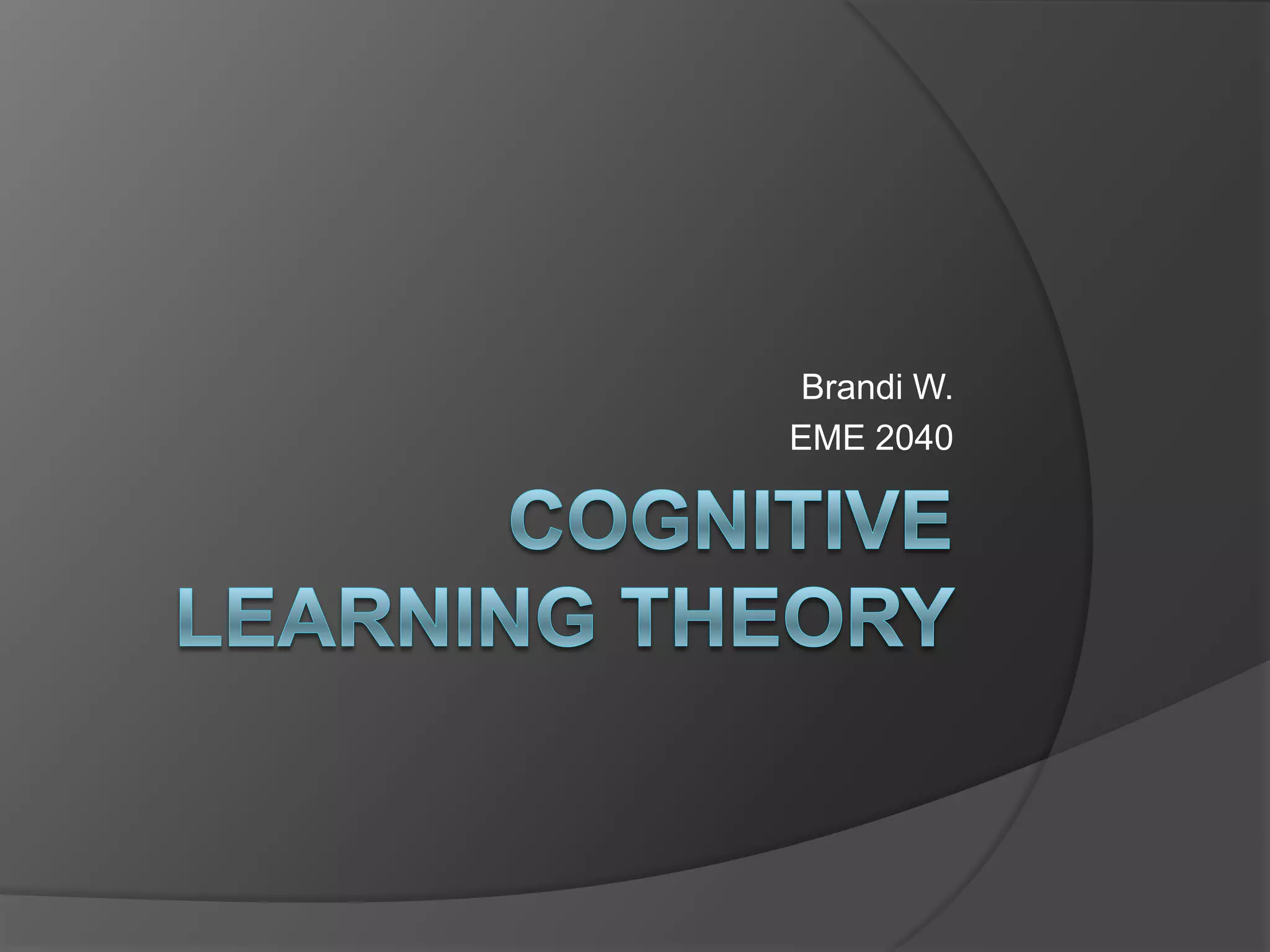 Cognitive learning theory | PPT