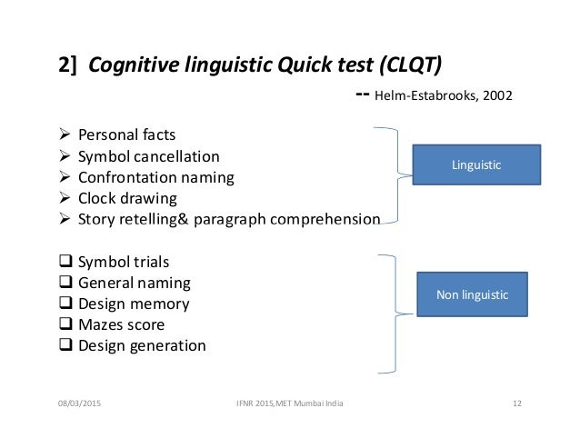 Cognitive linguistic therapy strategies in different aphasias IFNR 2…