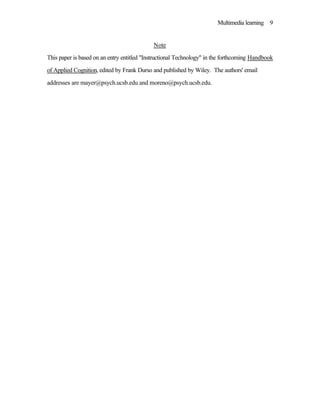 Cognitive multimedia learning pdf | PDF