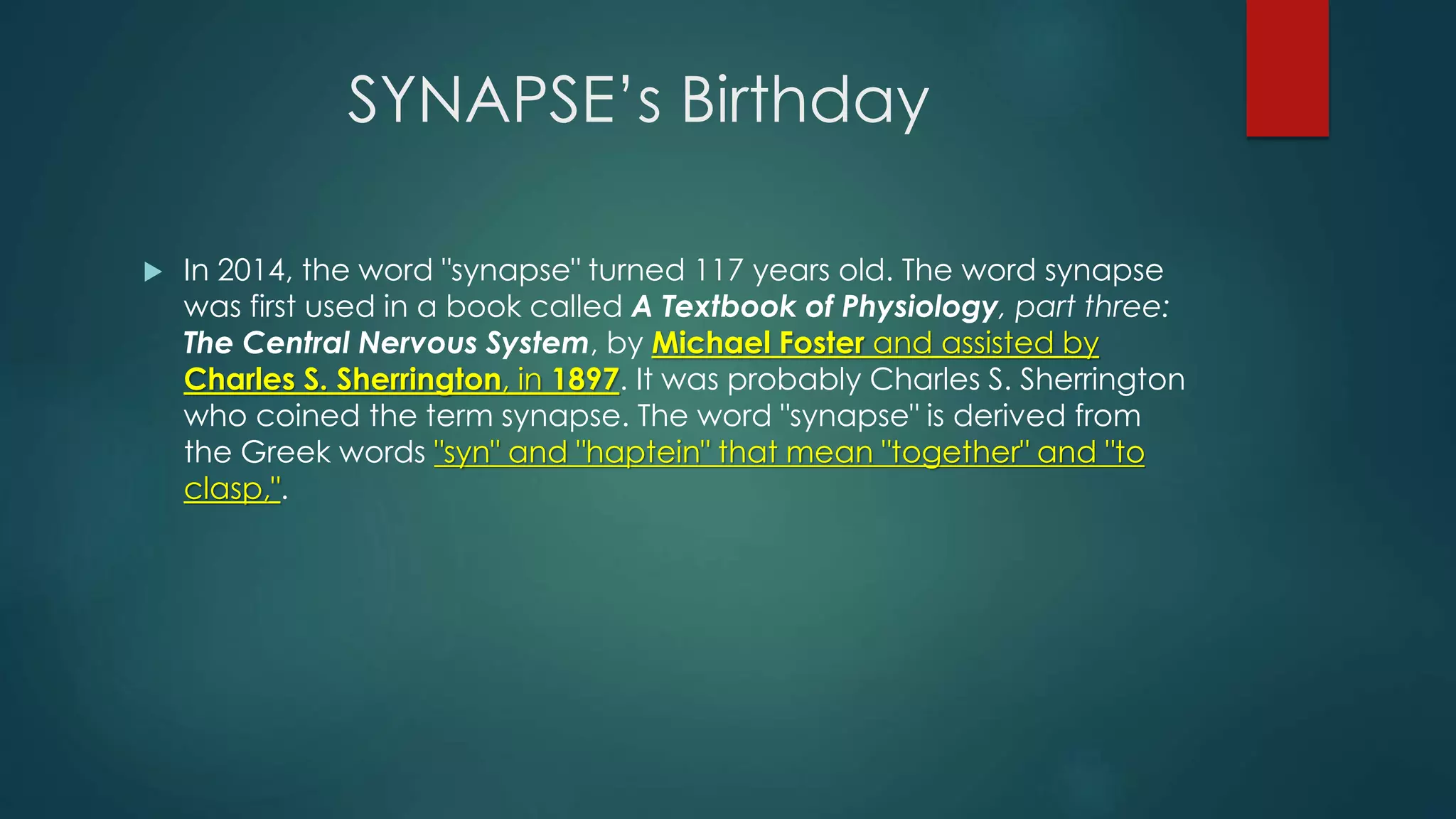 Cognitive neuroscience synapses | PPTX