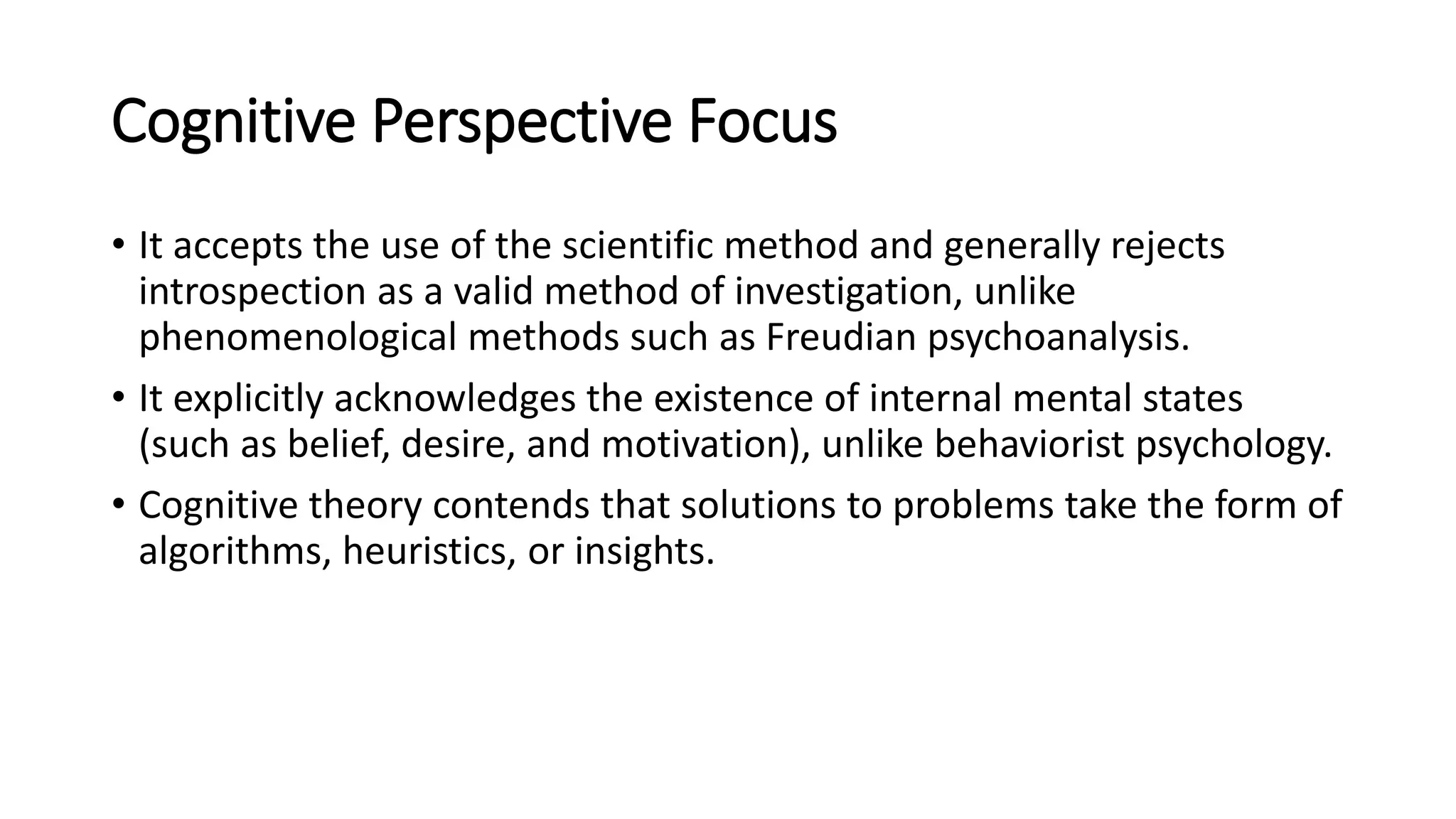 Cognitive perspective in psychology | PPTX