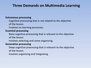 Cognitive principles of instruction (edet 722) ctml | PPTX