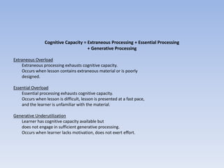 Cognitive principles of instruction (edet 722) ctml | PPTX