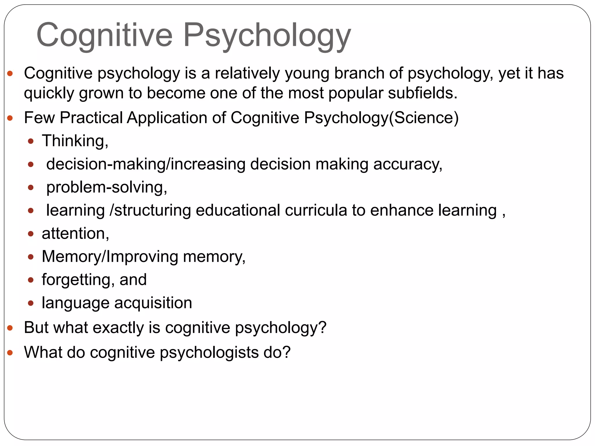 Cognitive psychology introduction | PPTX