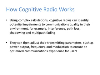Cognitive radio network | PPTX