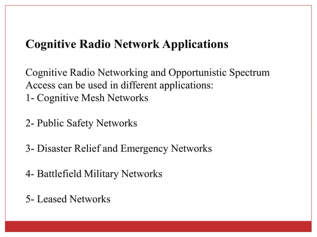 Cognitive radio networks | PPTX | Internet of Things | Internet
