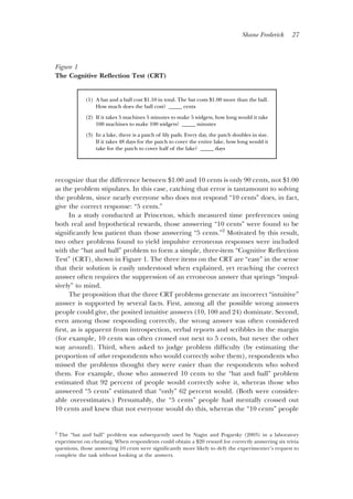 Cognitive reflection and decision making | PDF