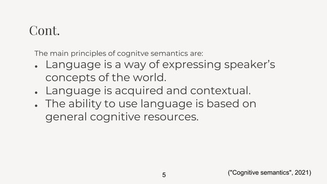 Cognitive semantics, semantics | PPTX | Science