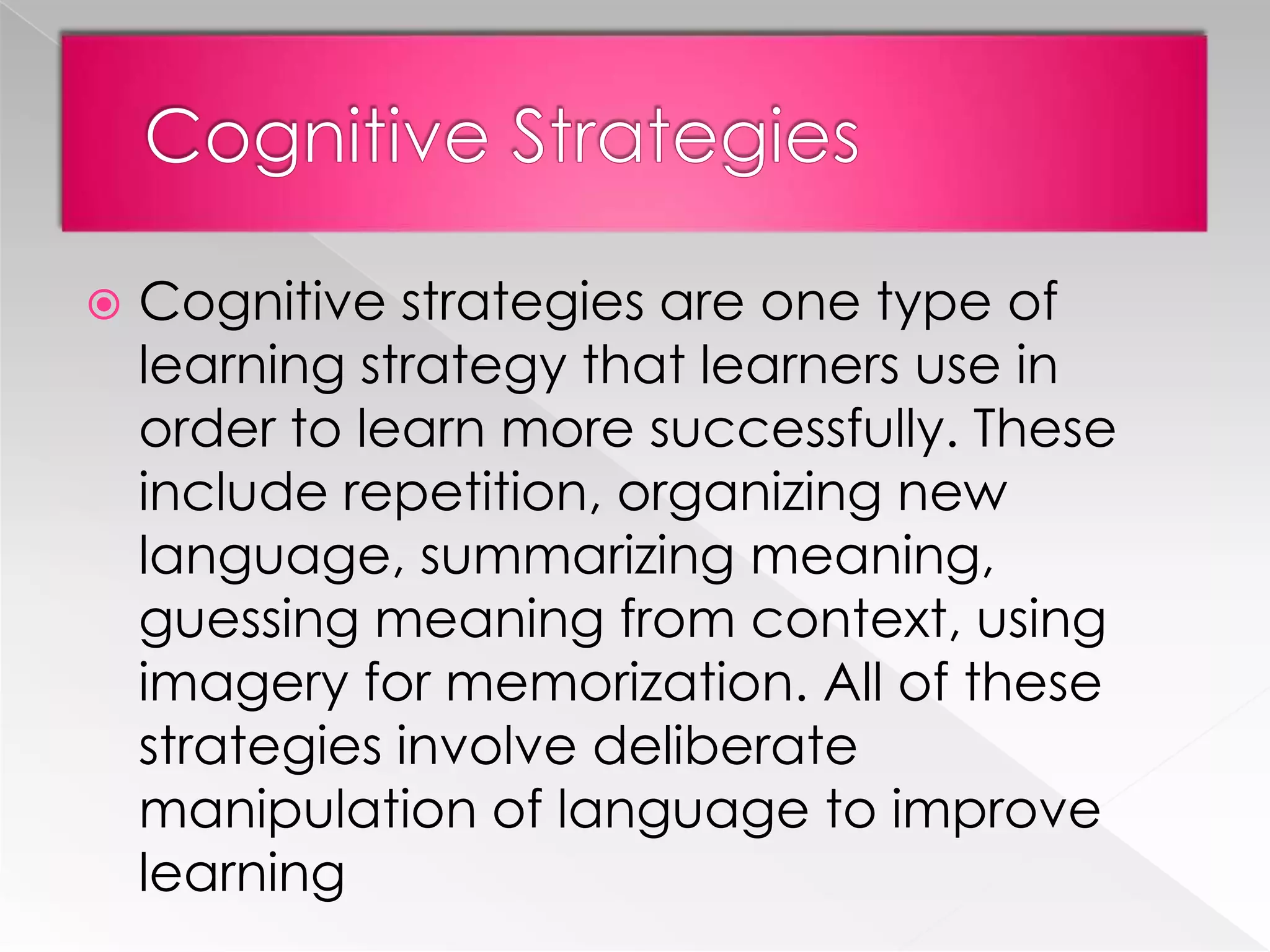 Cognitive strategies | PPT