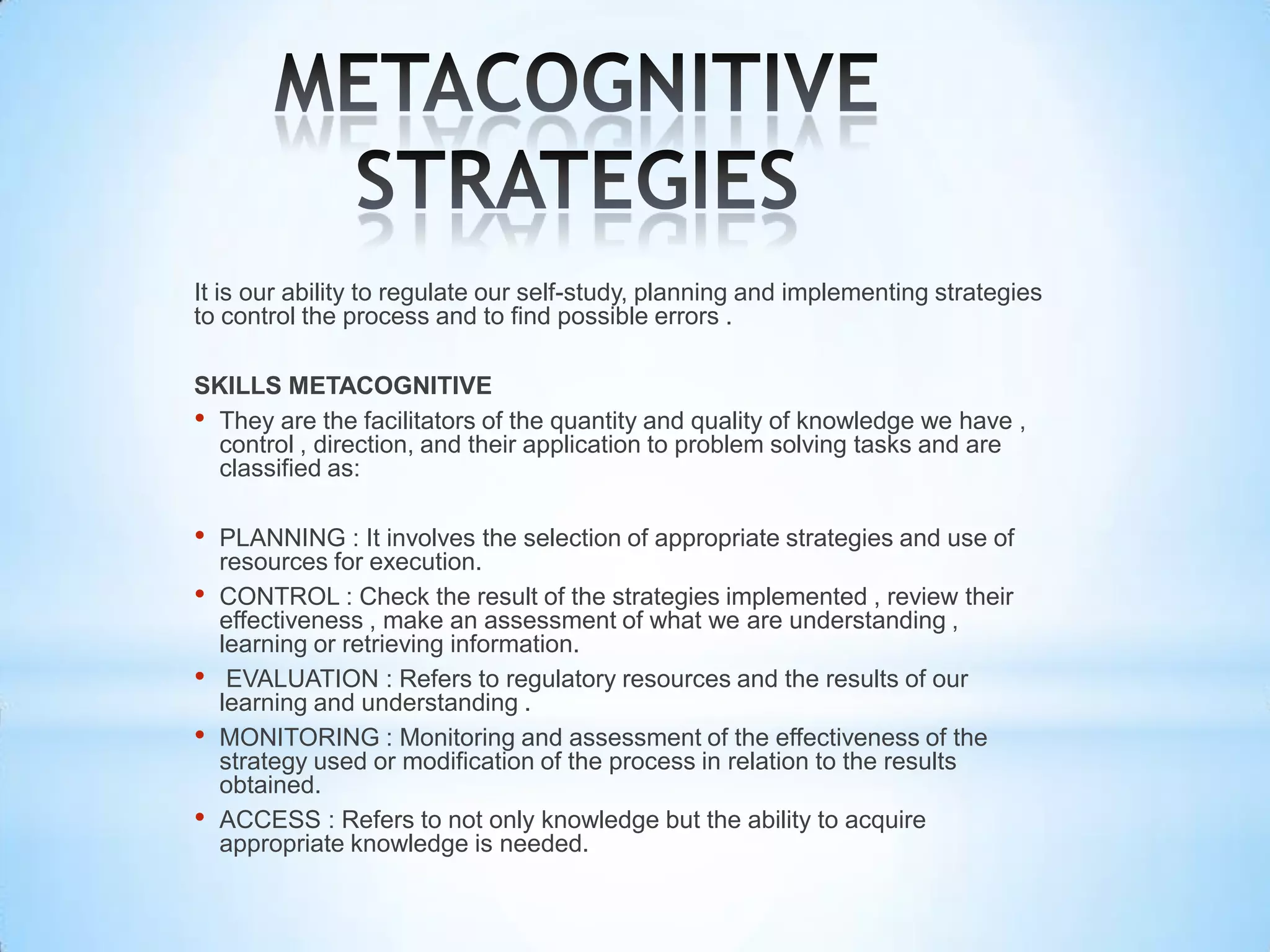 Cognitive strategies and Metacognitive strategies | PPTX