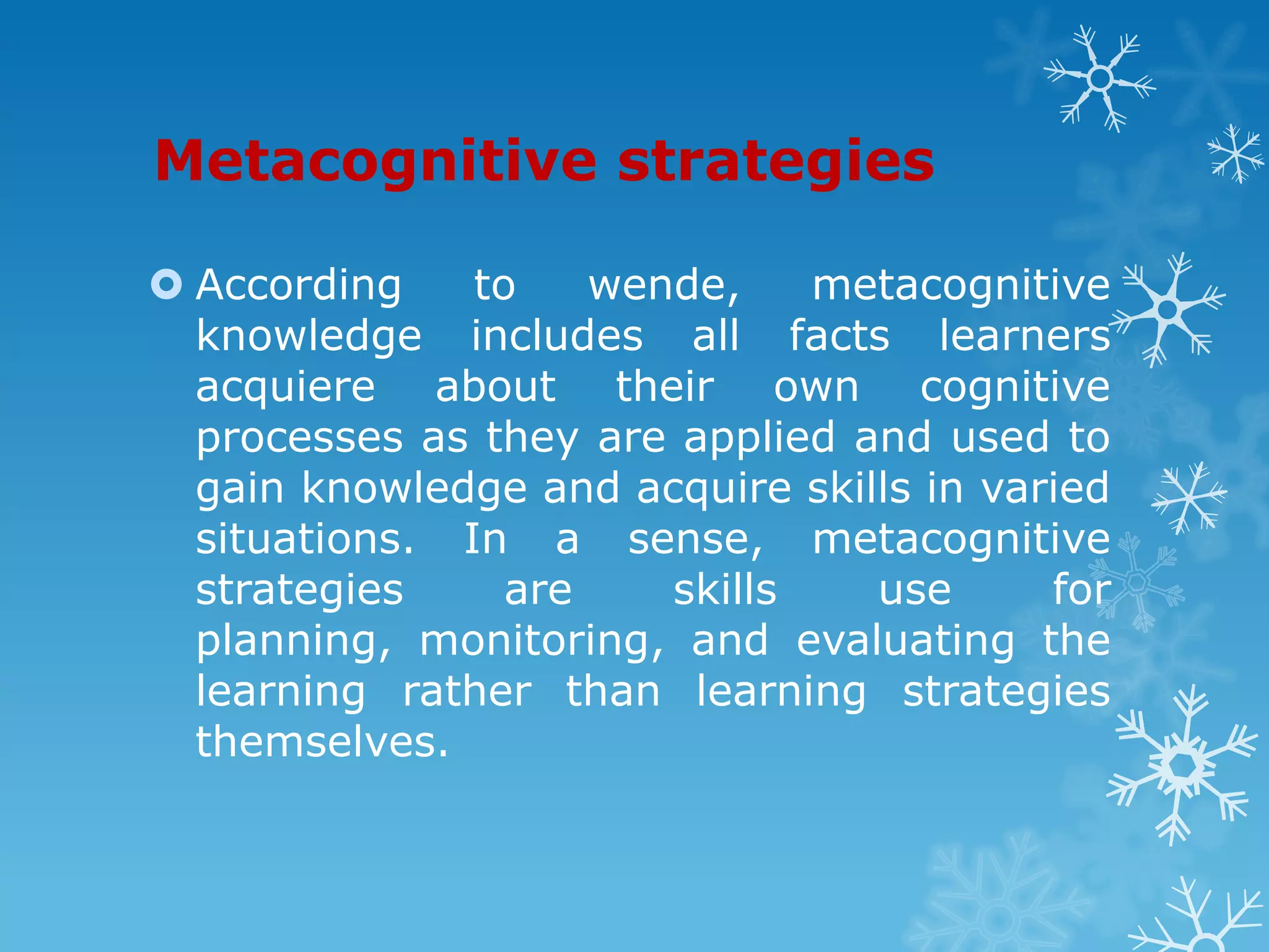 Cognitive strategies and metacognitive strategies | PPT