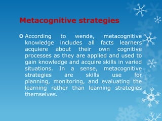 Cognitive strategies and metacognitive strategies | PPT
