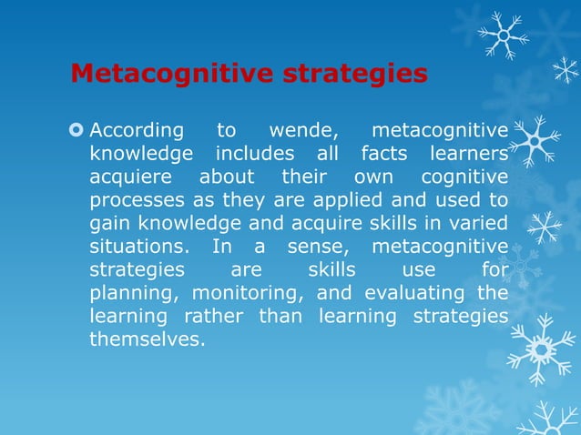 Cognitive strategies and metacognitive strategies | PPT