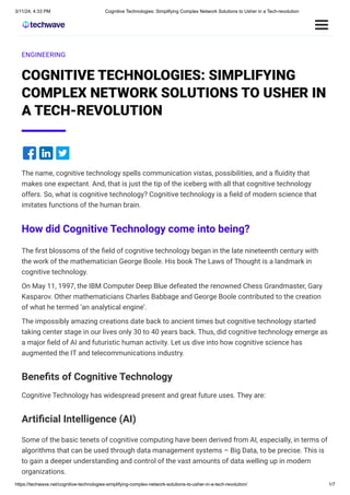 Cognitive Technologies_ Simplifying Complex Network Solutions to Usher ...