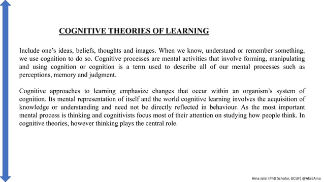 Cognitive theories of learning | PPT