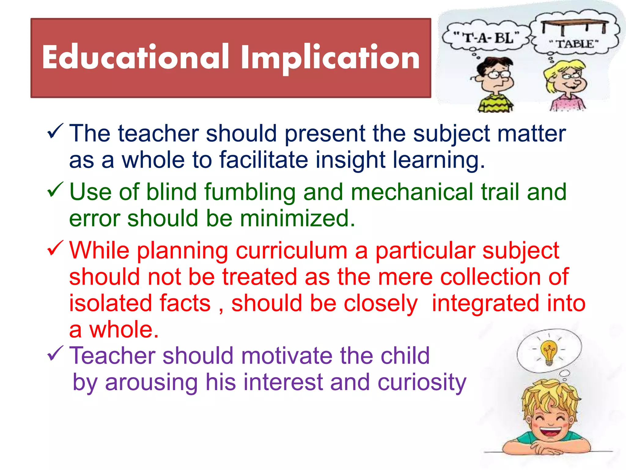 Cognitive theory Insight learning –Gestalt School | PPTX