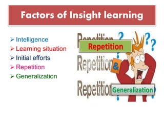 Cognitive theory Insight learning –Gestalt School | PPTX