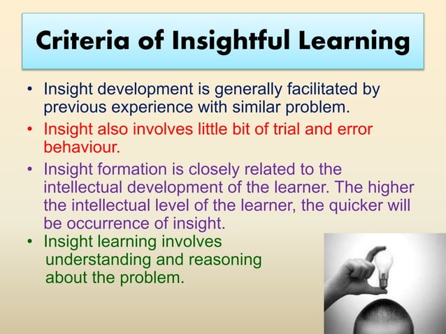 Cognitive theory Insight learning –Gestalt School | PPTX