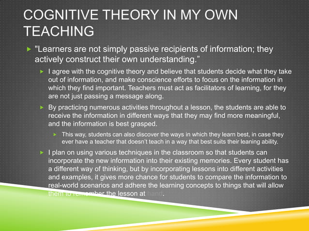 Learning Theories - Cognitive Theory | PPTX