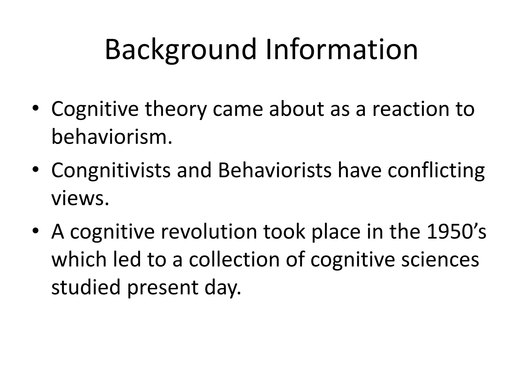 Cognitive theory in classroom | PPTX