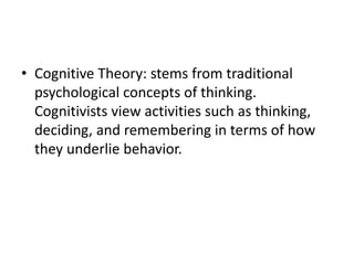 Cognitive theory in classroom | PPTX