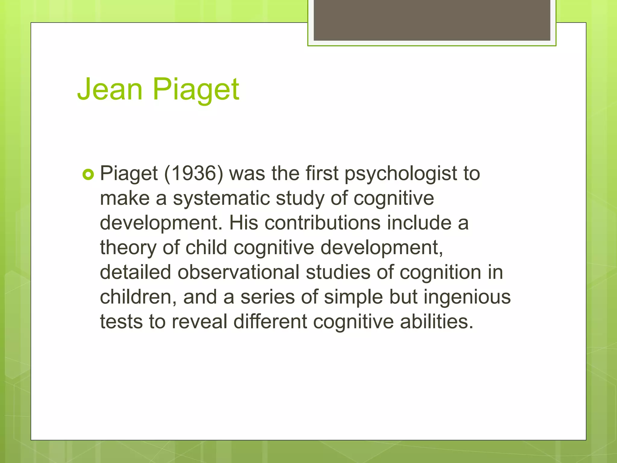 Cognitive theory of Jean Piaget | PPTX