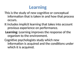 Presentation on Cognitivism from Teaching Learning Process | PPT
