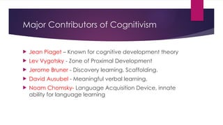 Cognitivism :A Social learning theory by Jean Piaget | PPTX