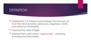 Cognitivism is a learning theory in Psychology. | PPTX