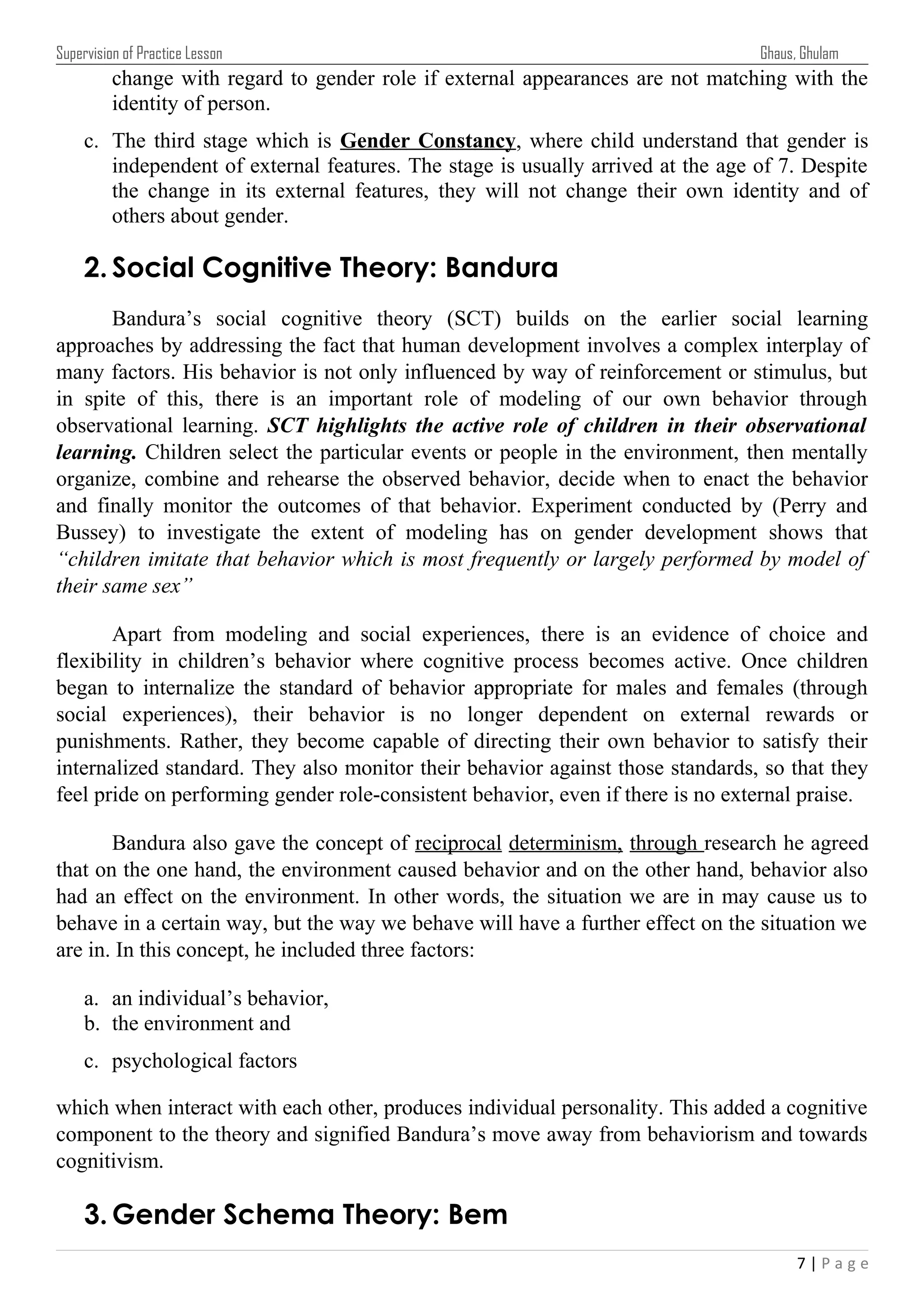 Cognitivist Approach on Gender | DOC