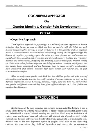 Cognitivist Approach on Gender | PDF