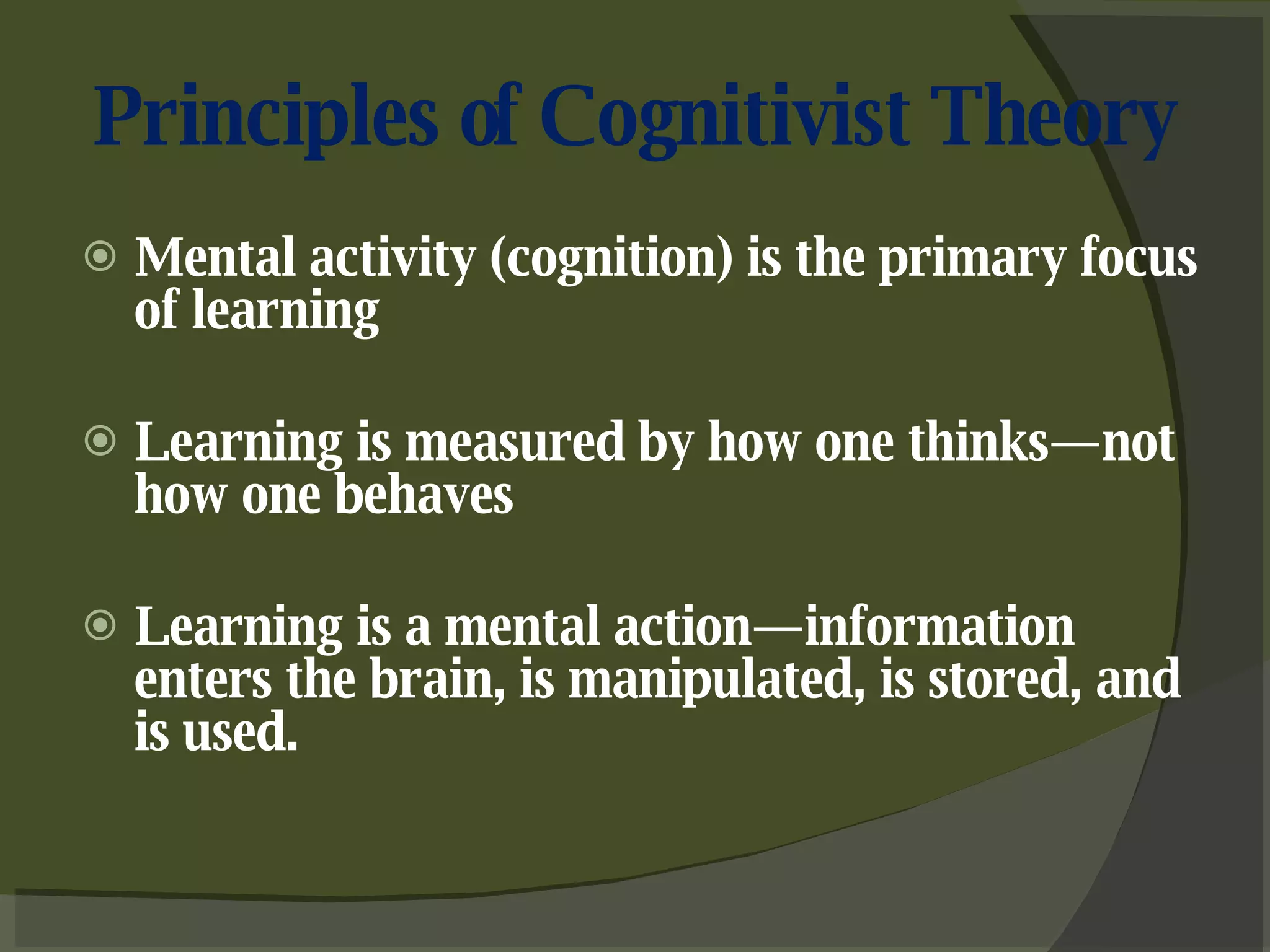 Cognitivist Theory & Technology | PPT