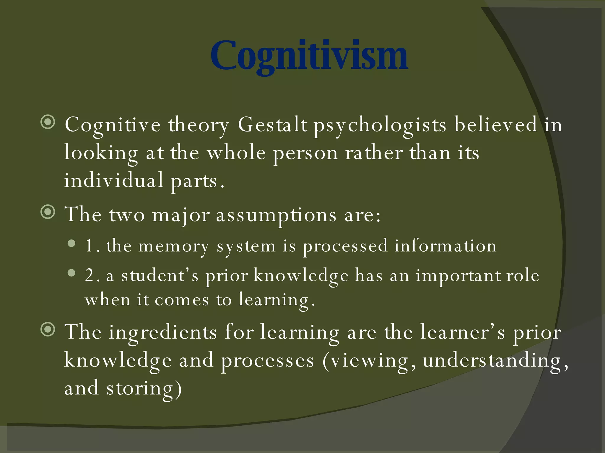 Cognitivist Theory & Technology | PPT