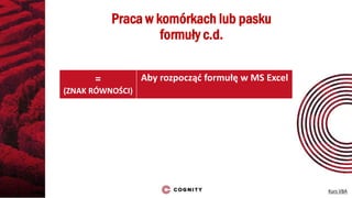 Cognity kurs Excel, kurs VBA w Excelu-skróty klawiszowe, praca w komórkach | PPT