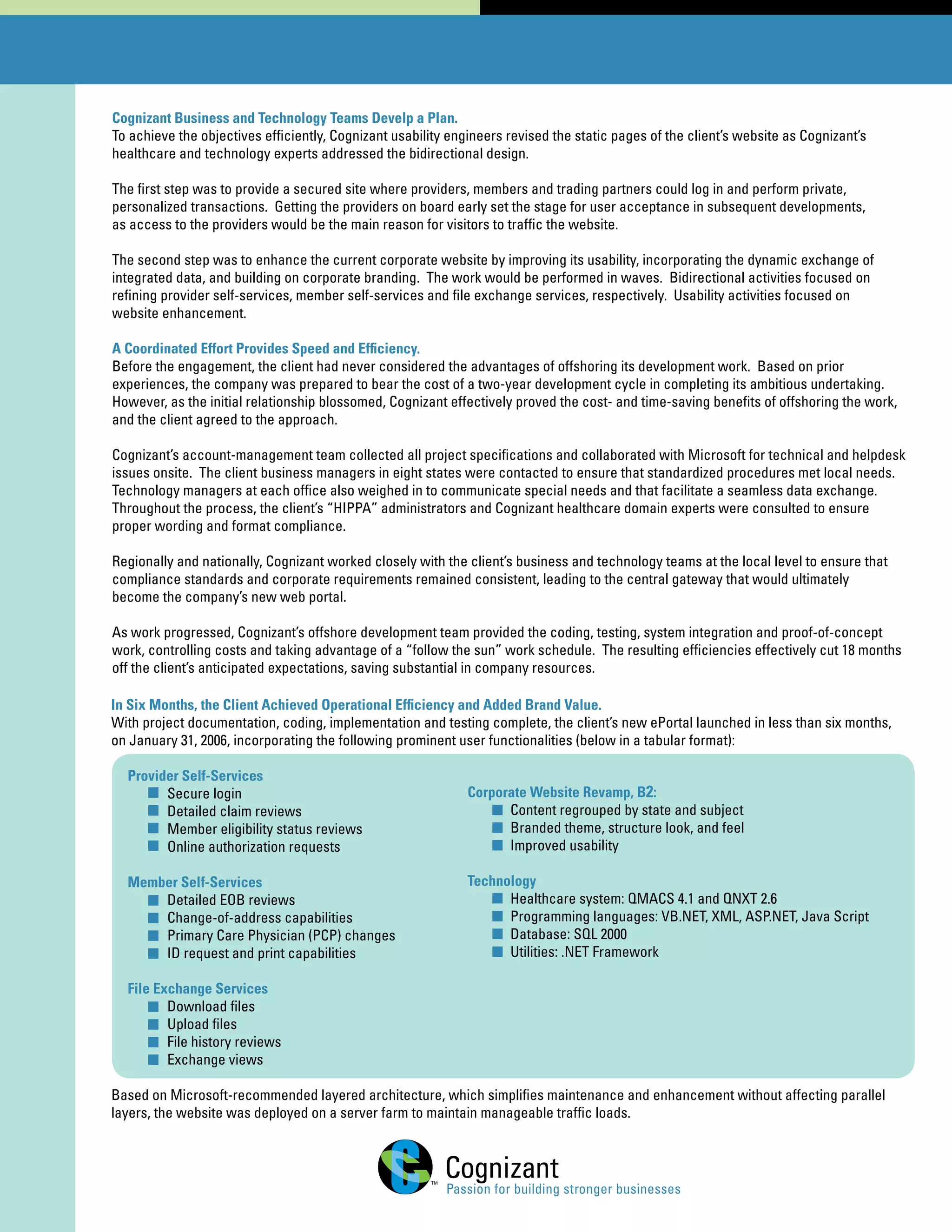 Cognizant e health portal case study | PDF