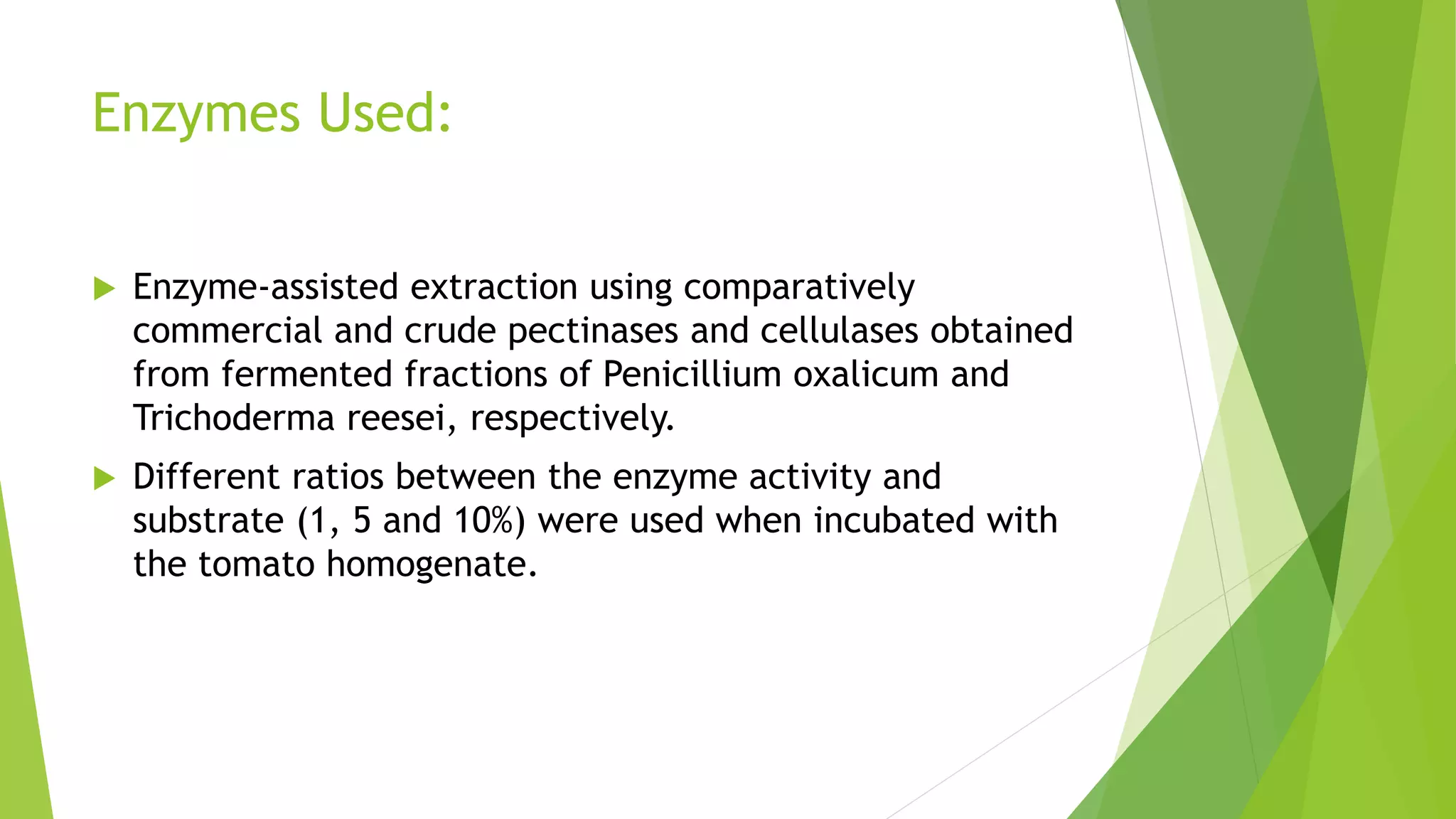 Enzyme Assisted Extraction of Carotenoids from Tomatoes | PPTX